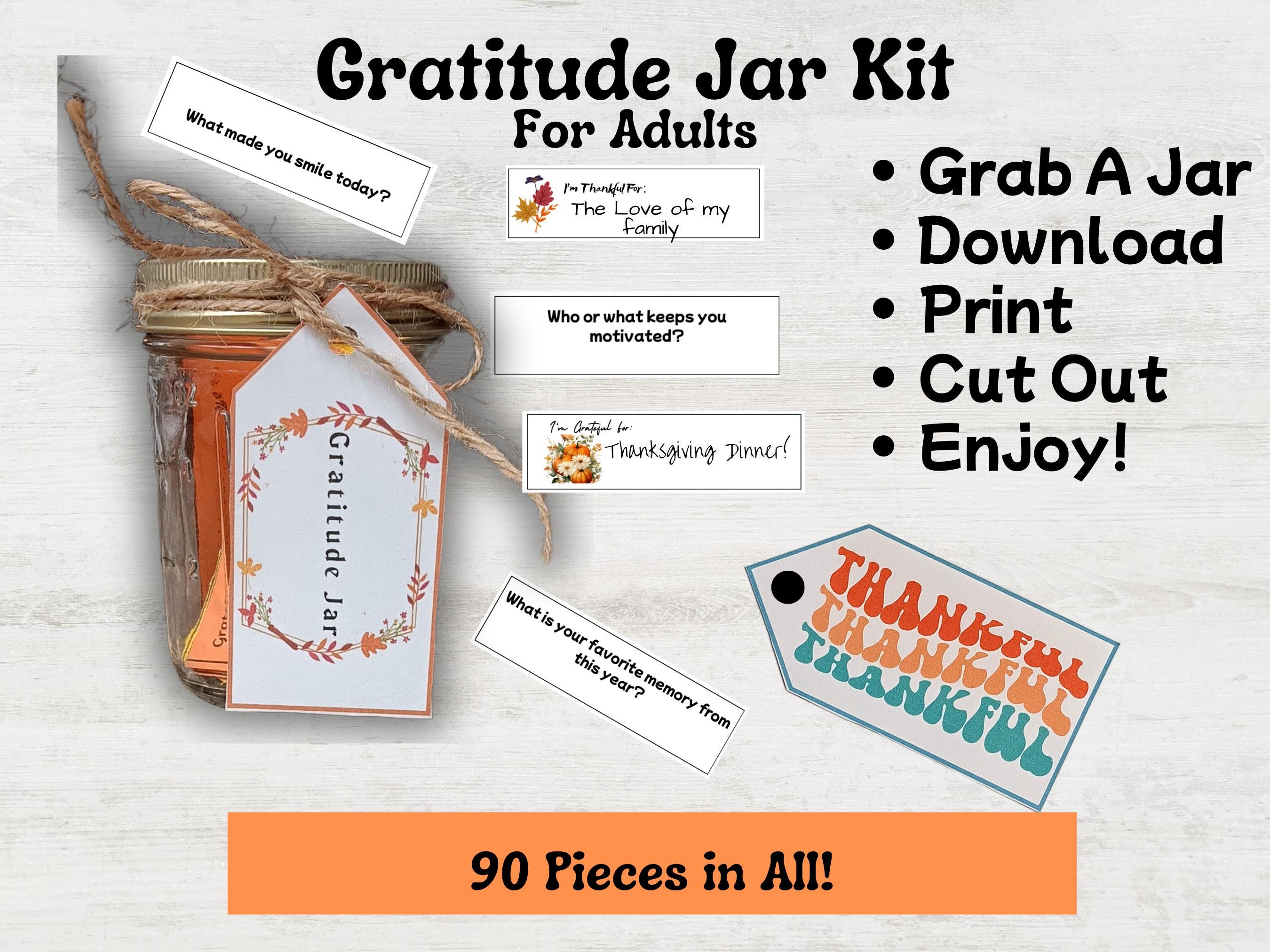 Gratitude Jar Printable - DIY Gratitude Kit – Gratitude Jar for Adults ...