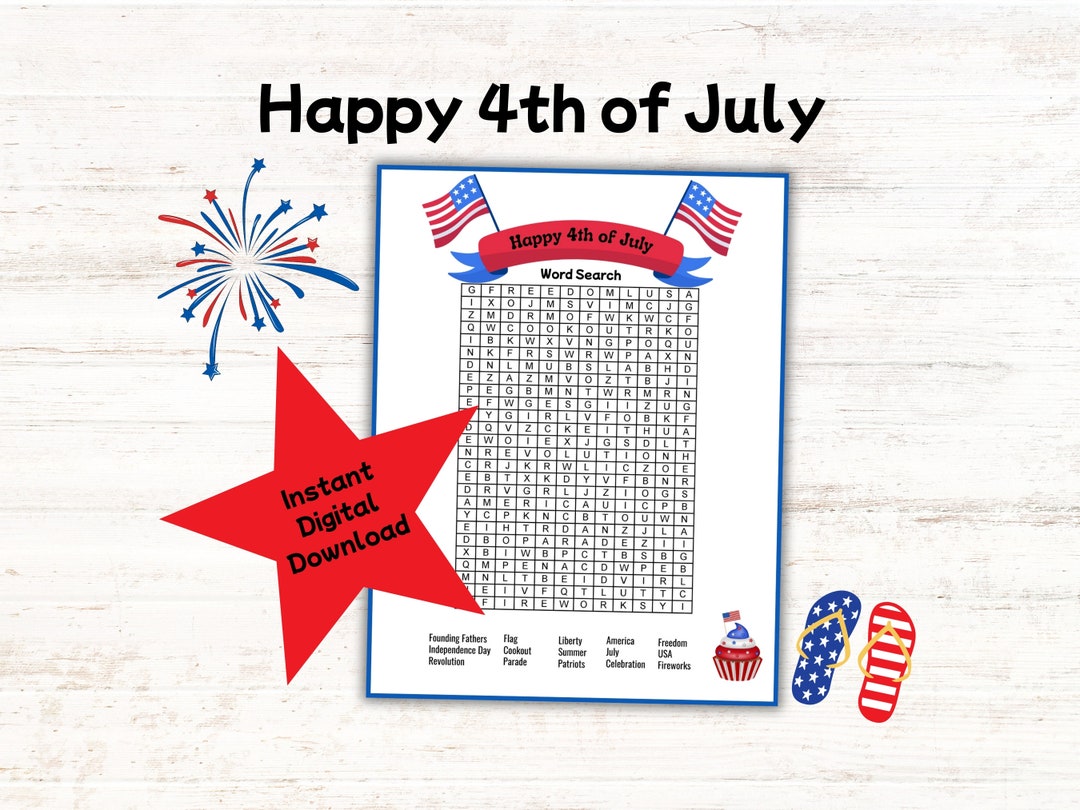 Fourth of July Games / Wordsearch for the 4th of July /instant Digital ...