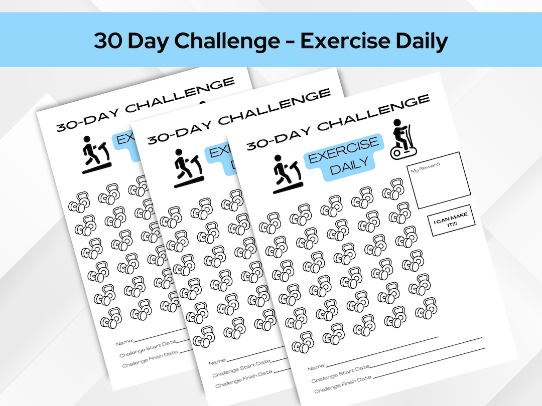 30 Day Challenge Printable Tracker – Goal Setting – Exercise Daily ...