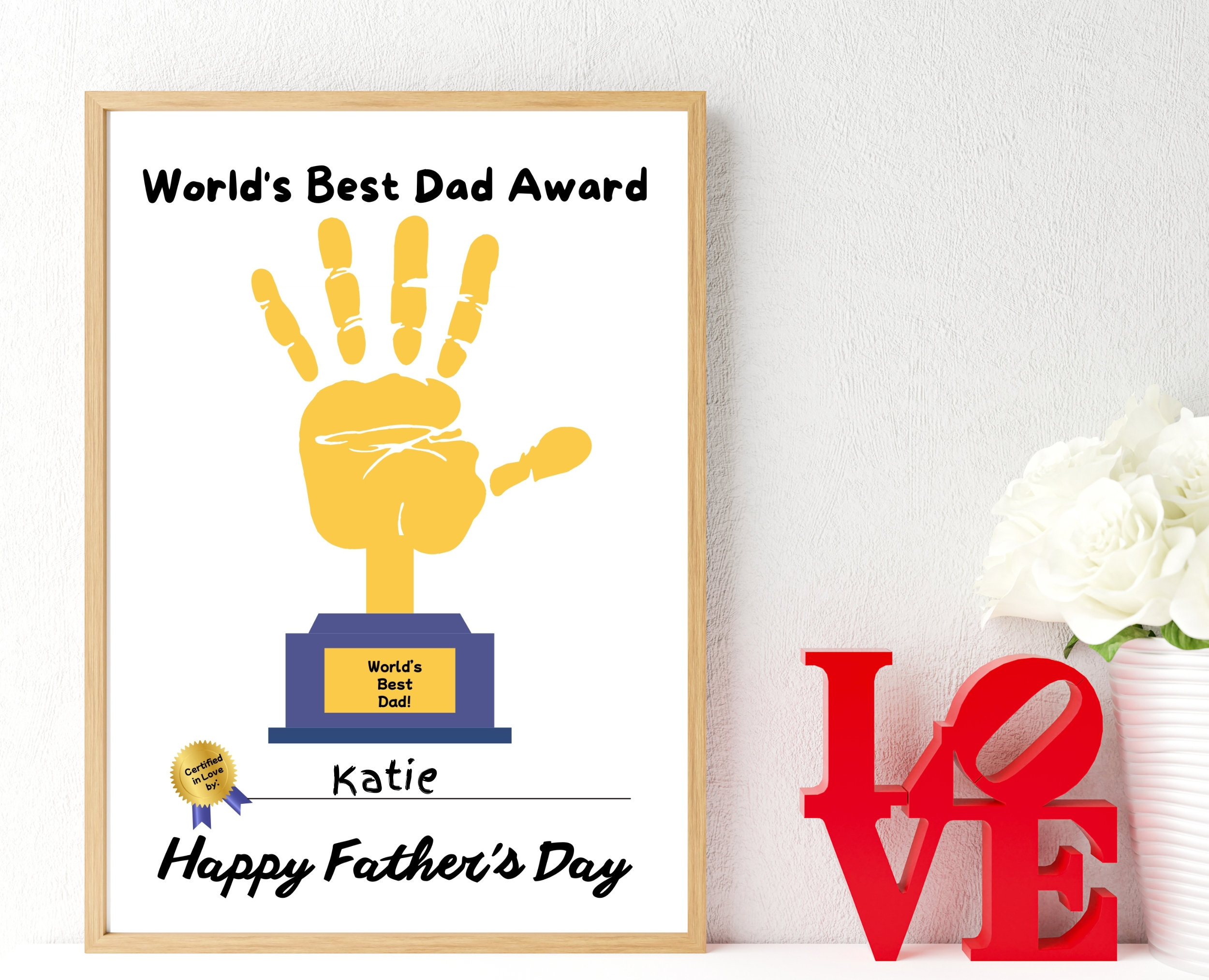 Fathers Day Handprint - Trophy Handprint - Kid Handprint - Printable ...