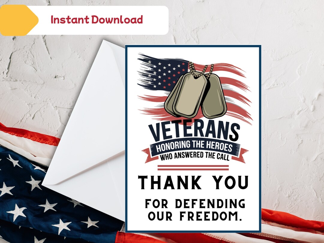Veterans Day Card | Thank You Veteran Card | Thank You for Your Service ...
