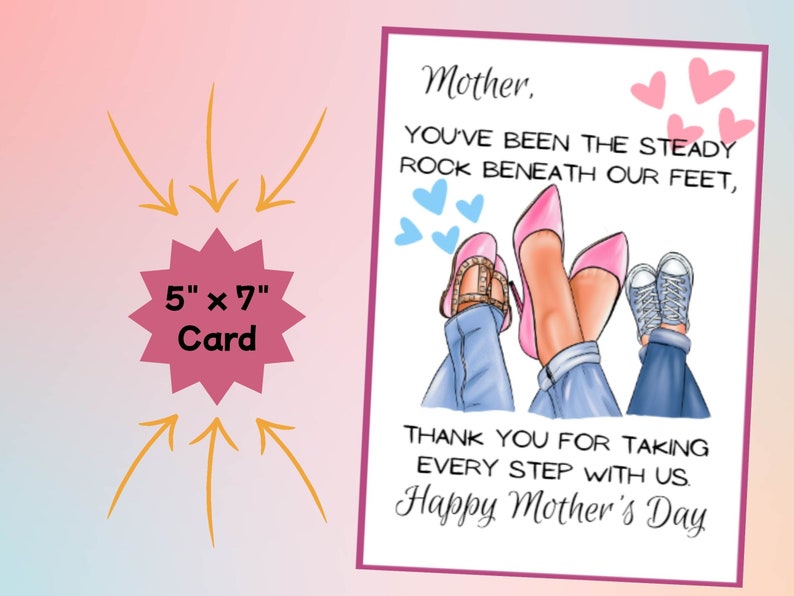 Mothers Day Card Printable, Happy Mothers Day, Thank You Mom, 5x7 ...