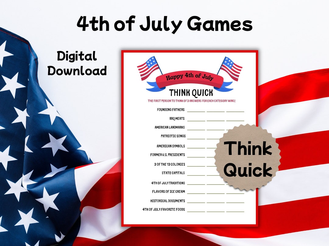 Fourth of July Games | Think Quick | Family Game for 4th of July ...