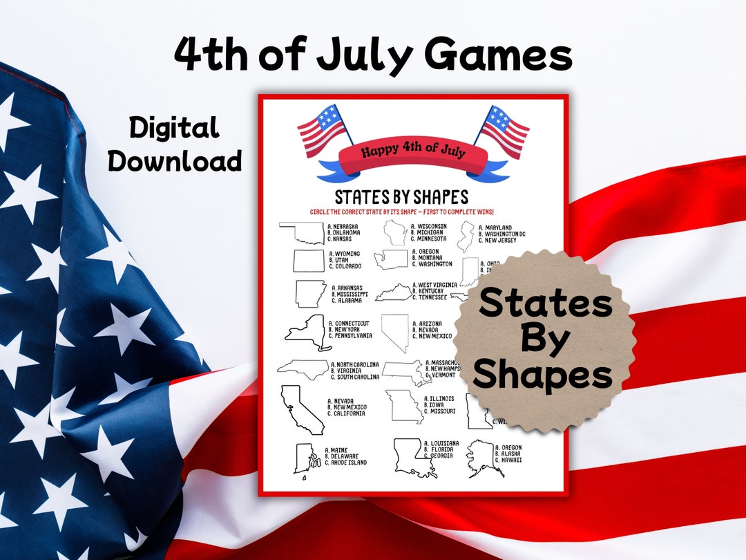 Fourth of July Games |states by Shapes| Family Game for 4th of July ...
