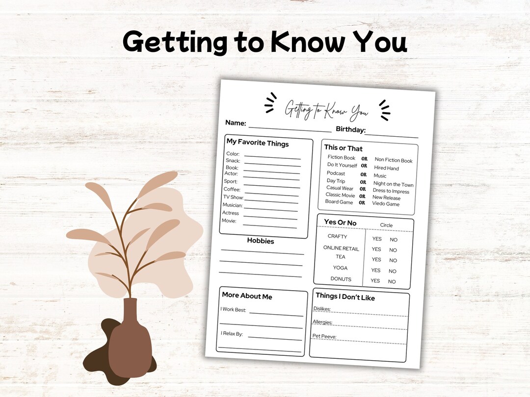 Team Building | Getting to Know You | All About Me for New Team Members ...