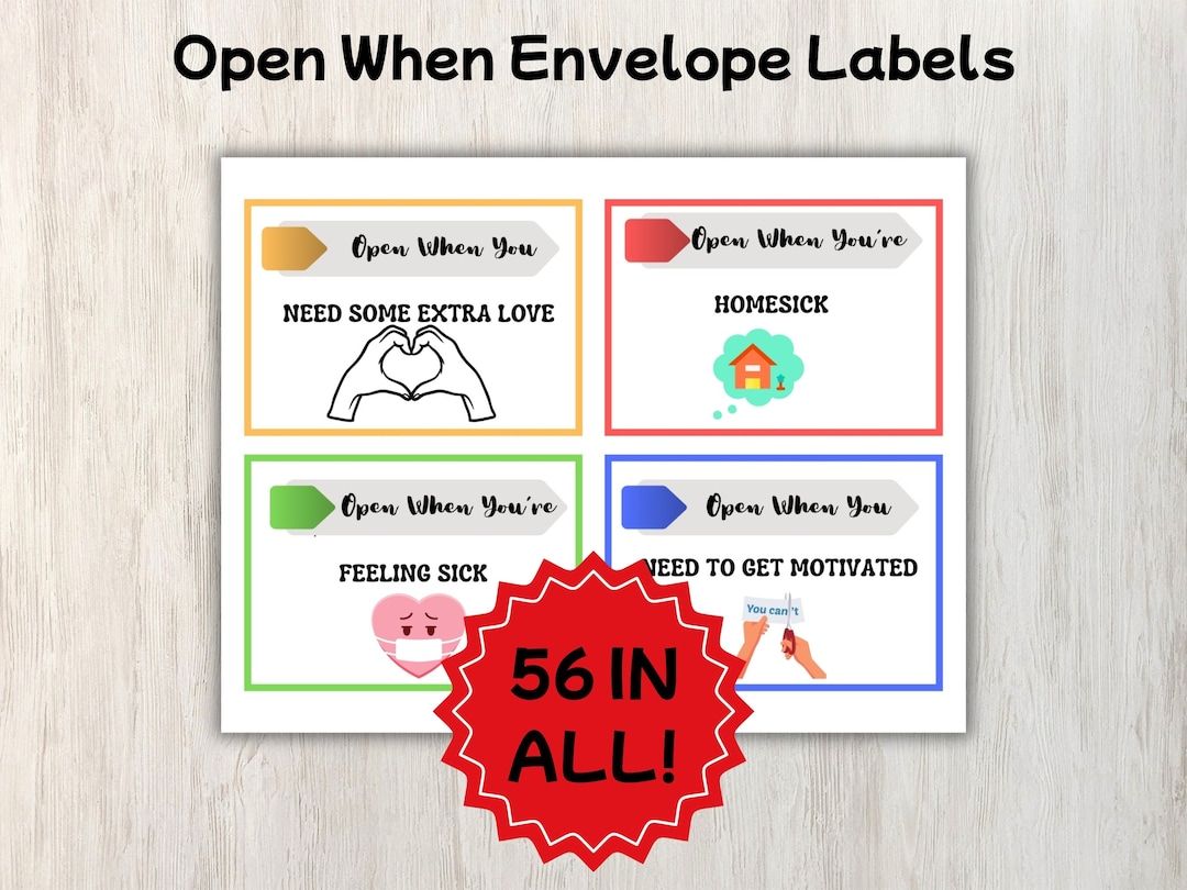 Open When Envelopes Open When Envelopes for College Printable Open When ...