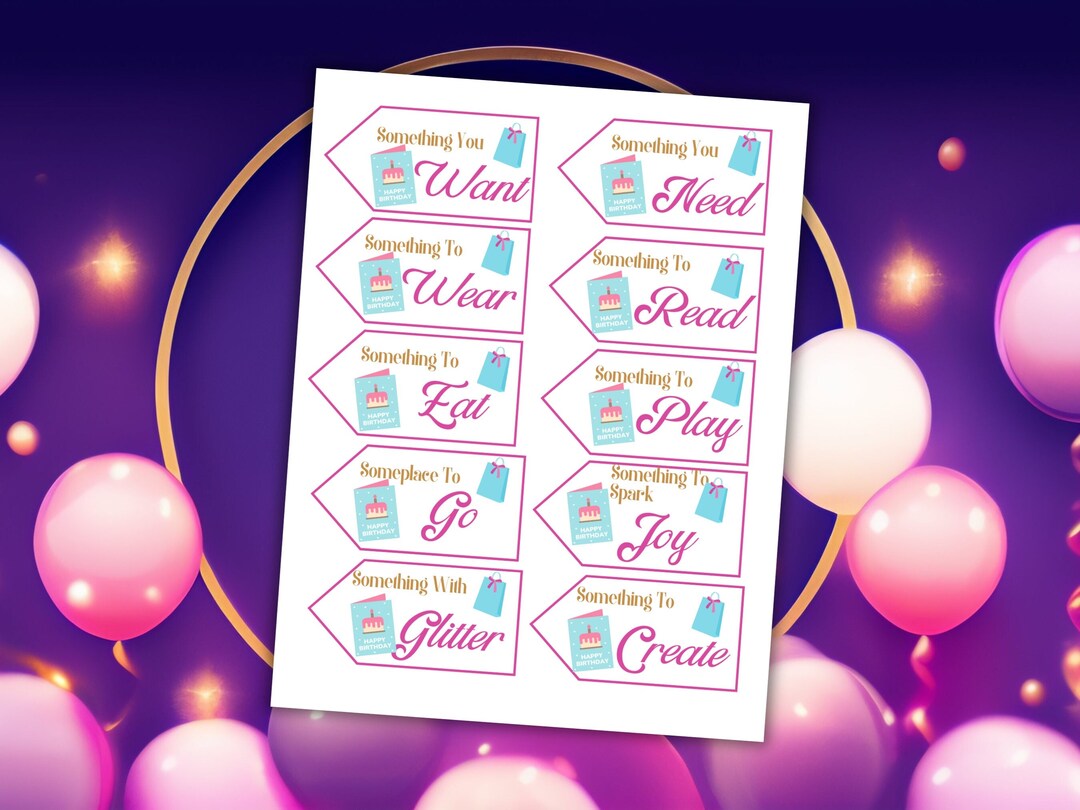 Birthday Gift Tags – Printable Gift Tags – Unique Gift Tags - Perfect ...