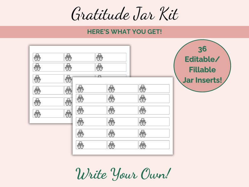 Gratitude Jar Printable | DIY Gratitude Kit | Gratitude Jar for Adults ...