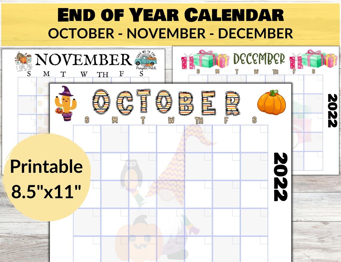 End of Year Calendar Printable Instant Download Don't - Etsy