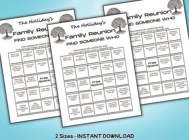 Editable Family Reunion Bingo| Printable Icebreaker Games | Find the ...