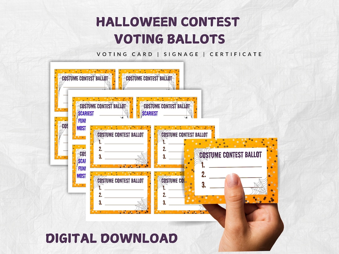 Halloween Costume Contest Ballots - Printable Voting Cards for Parties ...