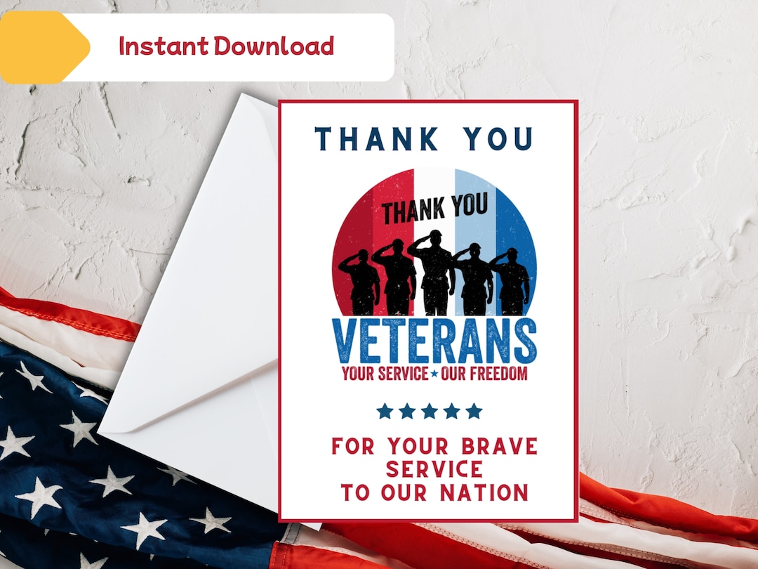 Veterans Day Card | Thank You Veteran Card | Thank You for Your Service ...