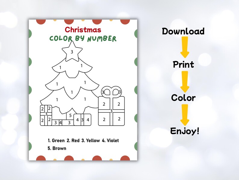 Christmas Color by Numbers Pages | Color by Numbers for Kids ...
