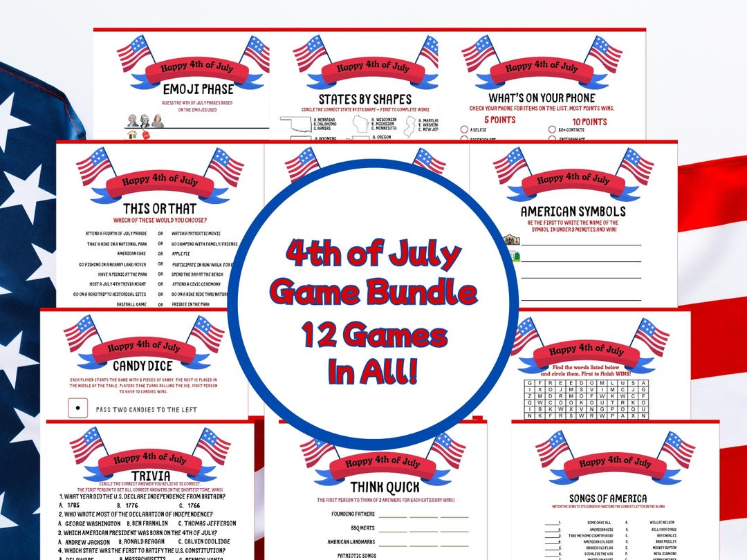 Fourth of July Games, Fun Printable Activities for Kids and Adults ...