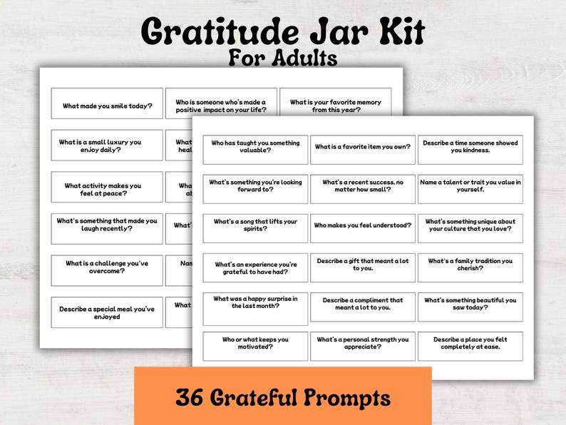Gratitude Jar Printable - DIY Gratitude Kit – Gratitude Jar for Adults ...