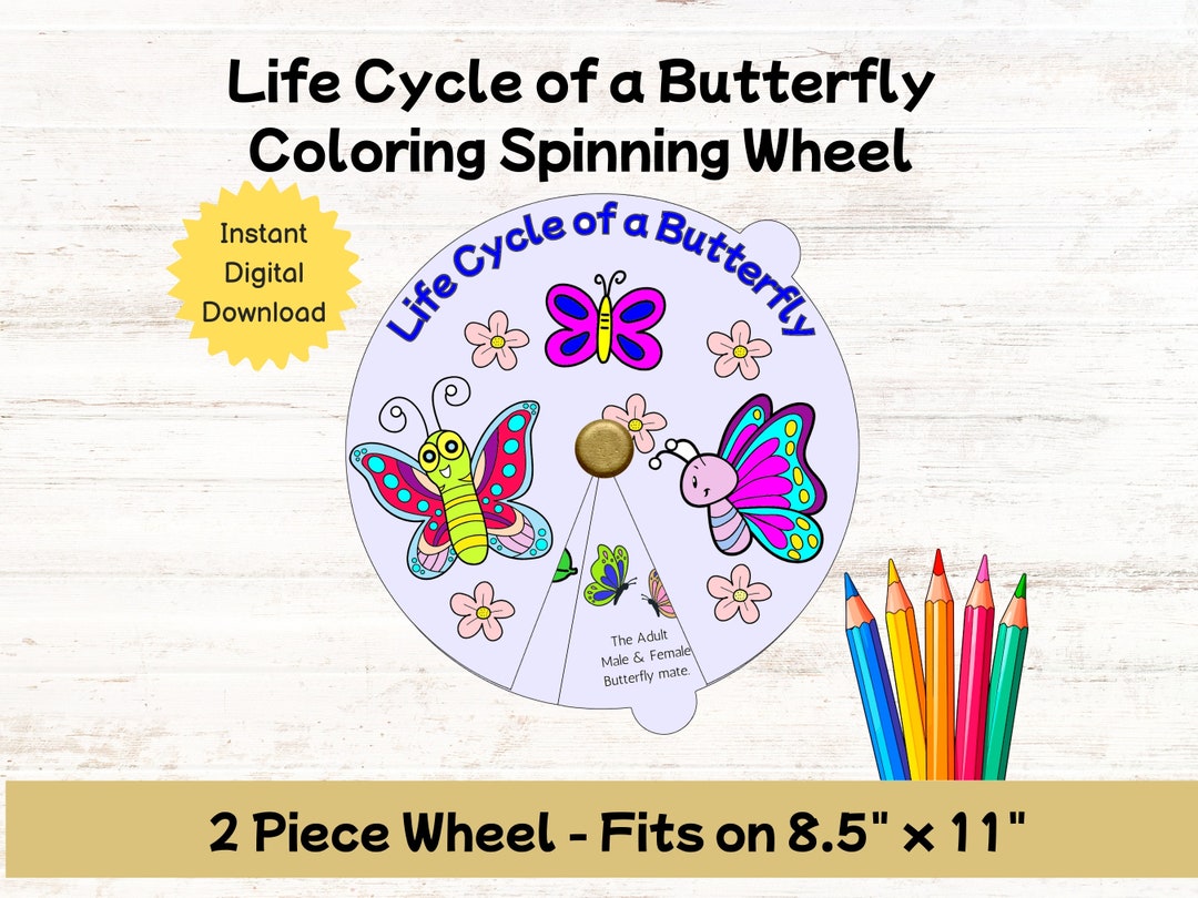 Life Cycle Kids Coloring Activity Spinner Wheel Coloring Craft Teacher ...