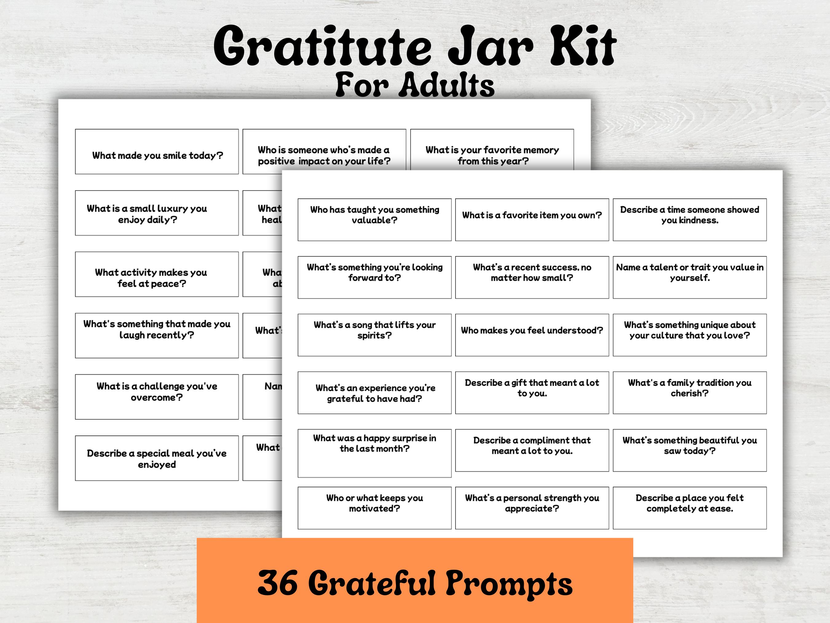 Gratitude Jar Printable DIY Gratitude Kit Gratitude Jar for Adults ...