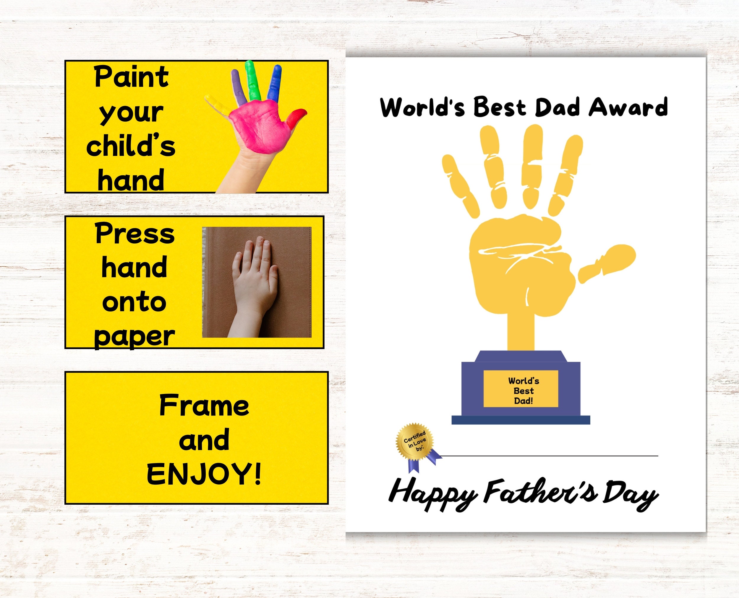 Fathers Day Handprint - Trophy Handprint - Kid Handprint - Printable ...