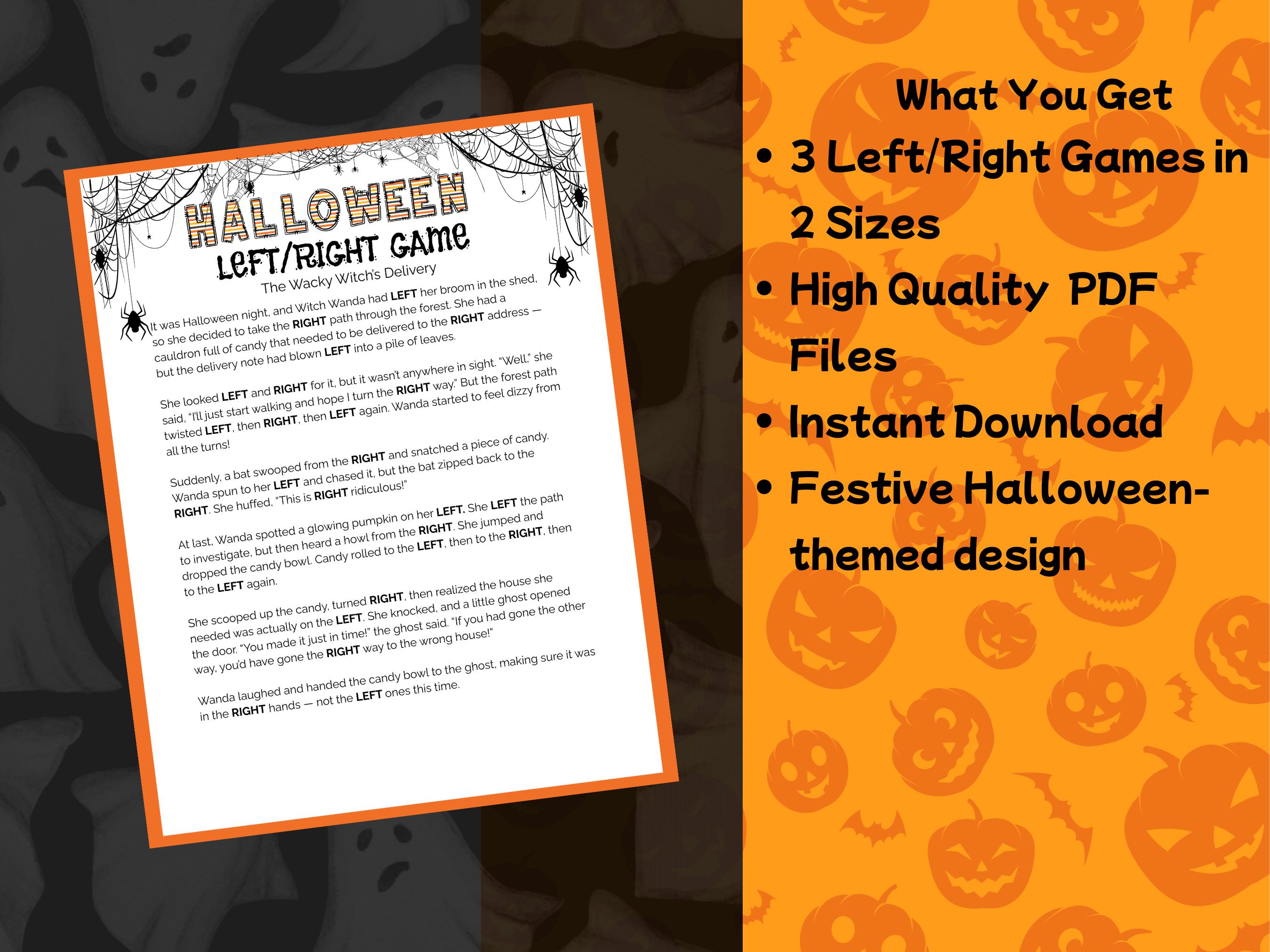 Left Right Halloween Game, Fun Printable Party Activity for Kids, Teens ...