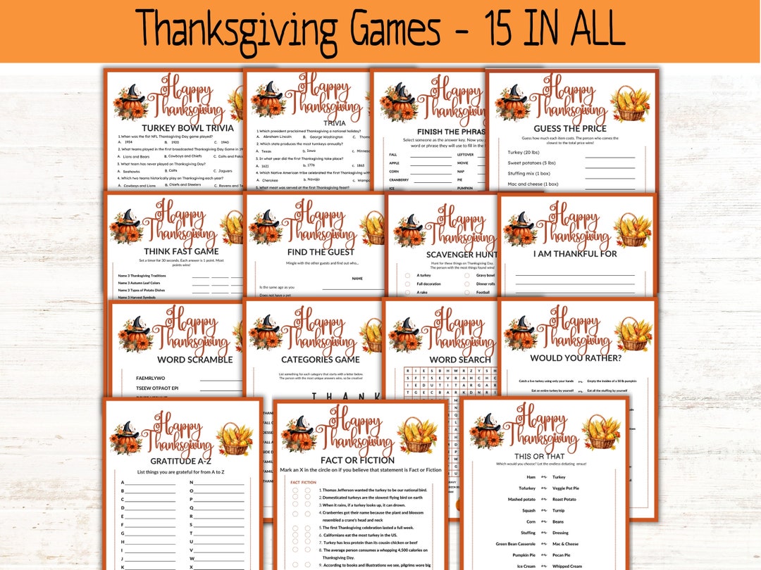 Thanksgiving Game Bundle |games for Adults | Trivia | This or That ...