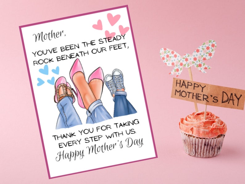 Mothers Day Card Printable, Happy Mothers Day, Thank You Mom, 5x7 ...