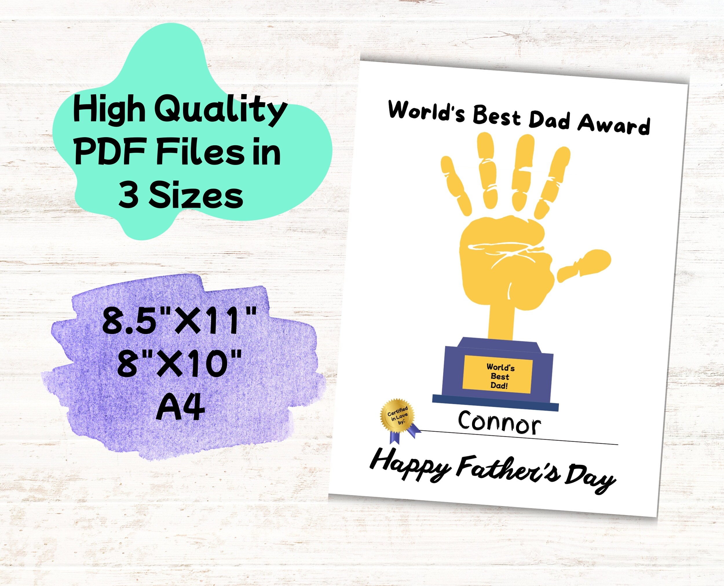 Fathers Day Handprint - Trophy Handprint - Kid Handprint - Printable ...