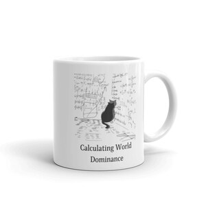 Cat Calculating World Dominance White Glossy Mug - Etsy
