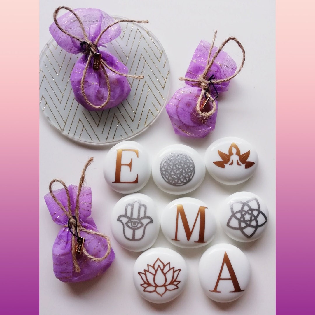 Beautiful Stones / Personal Power Symbols: Yoga, Reiki, Yin Yang, Om, 4 ...