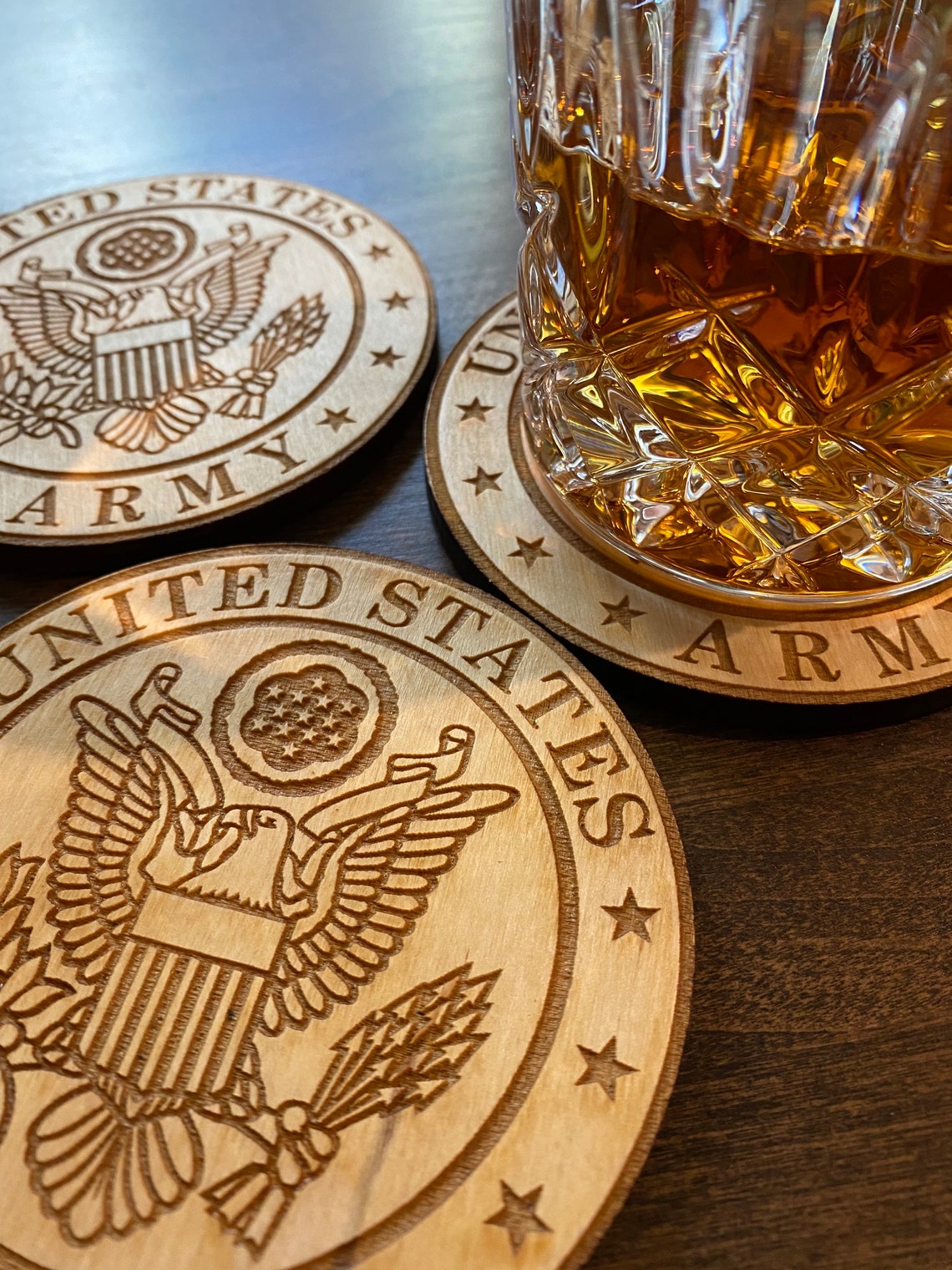 Wood Laser Cut ARMY Coasters Set of 4 - Etsy