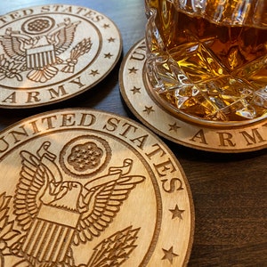 Wood Laser Cut ARMY Coasters Set of 4 - Etsy