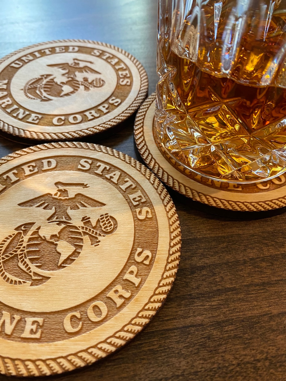 Wood Laser Cut MARINE CORPS Coasters - Etsy