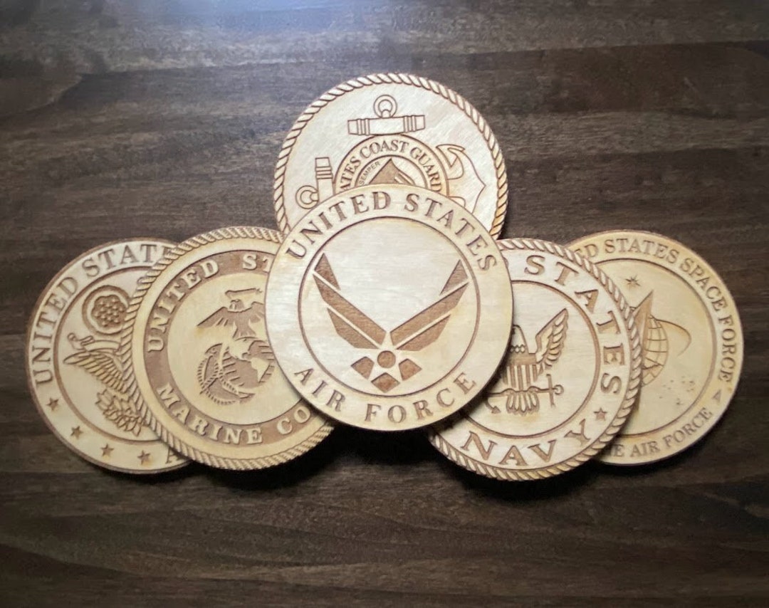 Wood Laser Cut Military Coasters - Set of 6 - Etsy