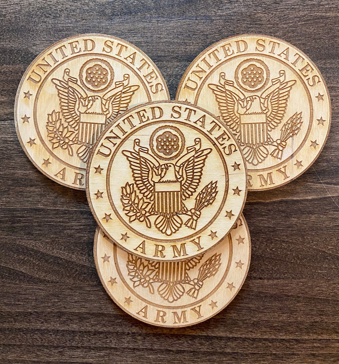 Wood Laser Cut ARMY Coasters Set of 4 - Etsy
