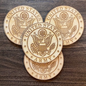 Wood Laser Cut ARMY Coasters Set of 4 - Etsy