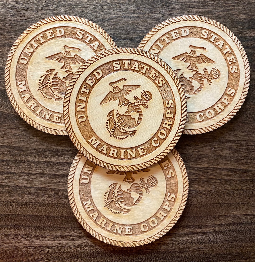 Wood Laser Cut MARINE CORPS Coasters - Etsy