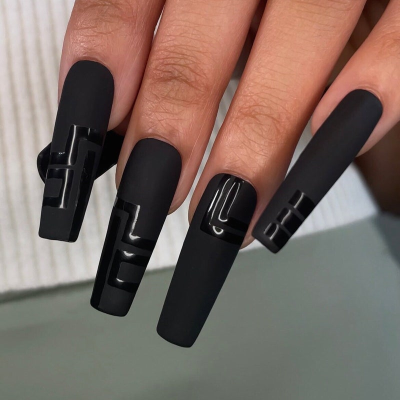 Black Matte Nails - Etsy