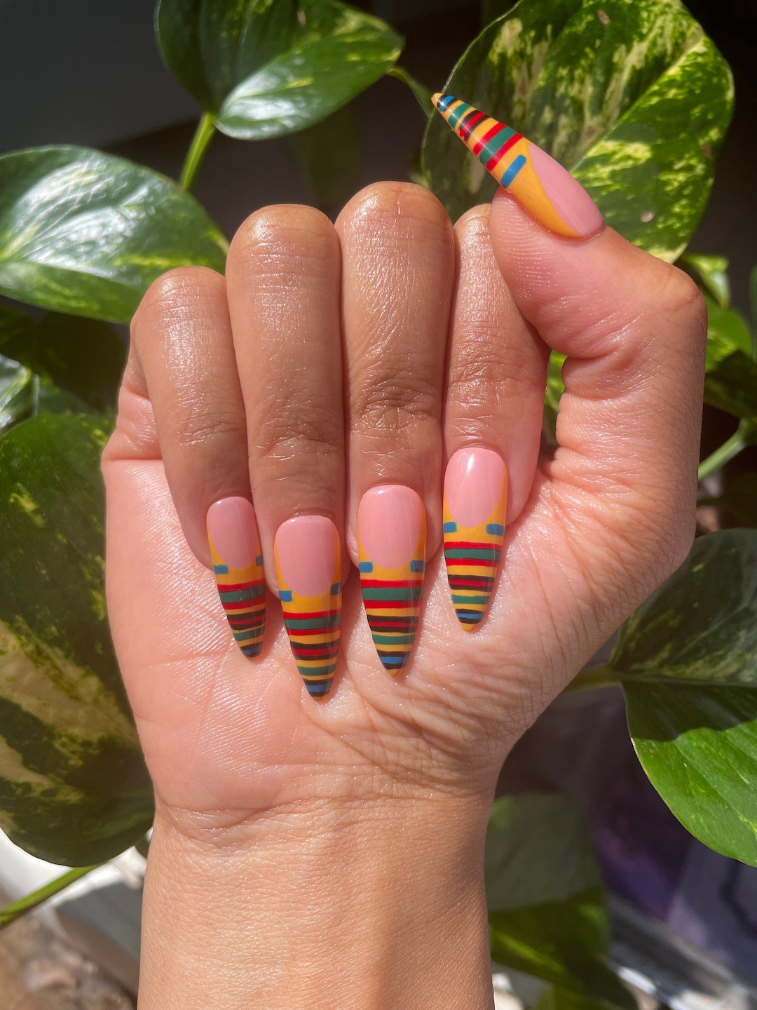 Tribal French | Juneteenth | Press on Nails | Abstract Nail Design - Etsy