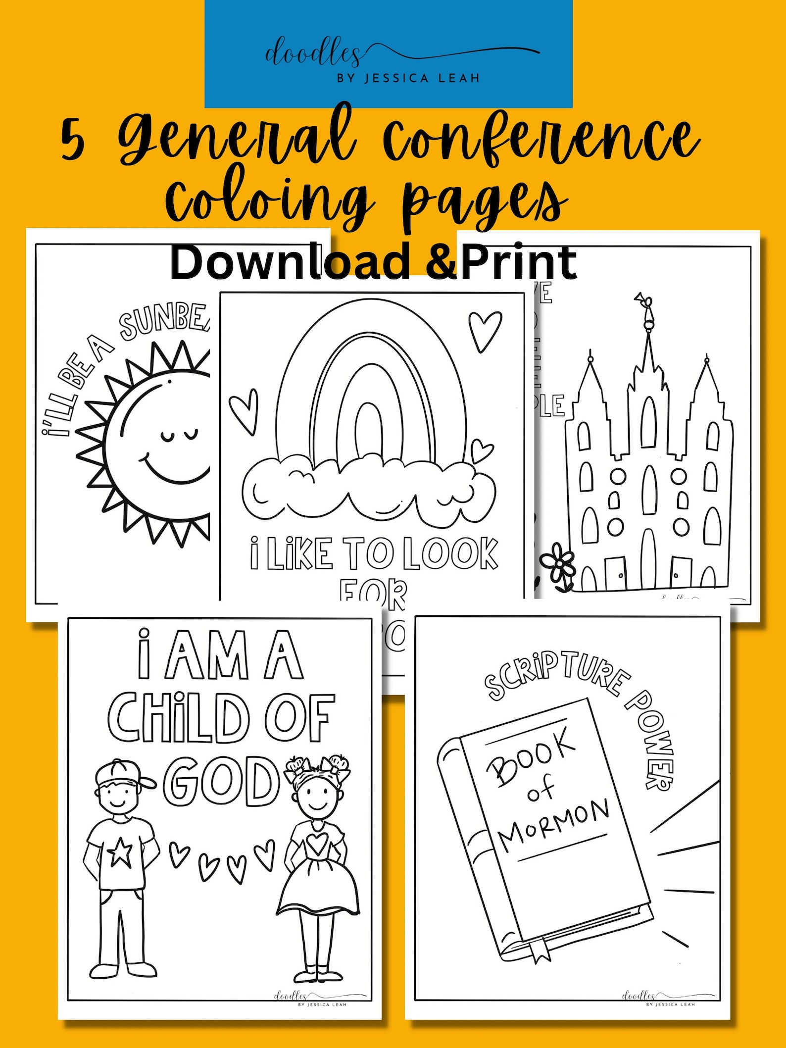 General Conference Coloring Page Bundle- Digital Download- Primary ...