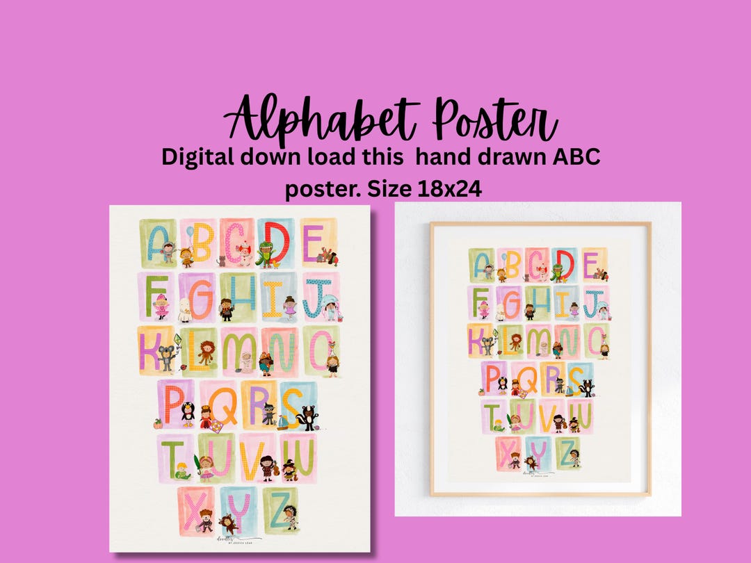 Alphabet Poster, ABC Print, Classroom Wall Art, Kids Playroom, Nursery ...