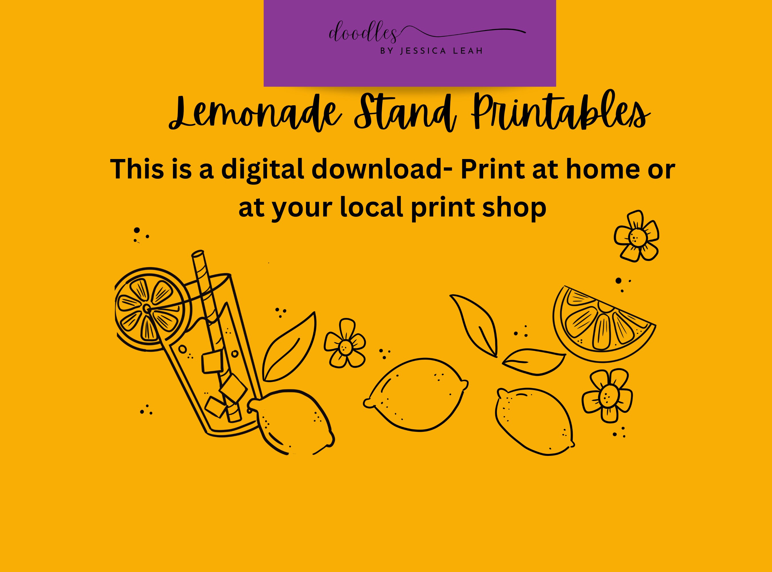 Lemonade Stand Printable Kit Lemonade Decor Coloring Poster Lemonade