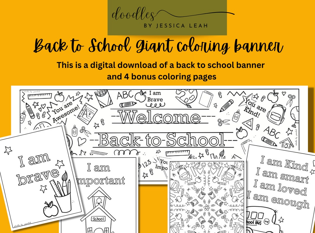 Back to School Poster- Back to School Sign- Printable Coloring Banner ...