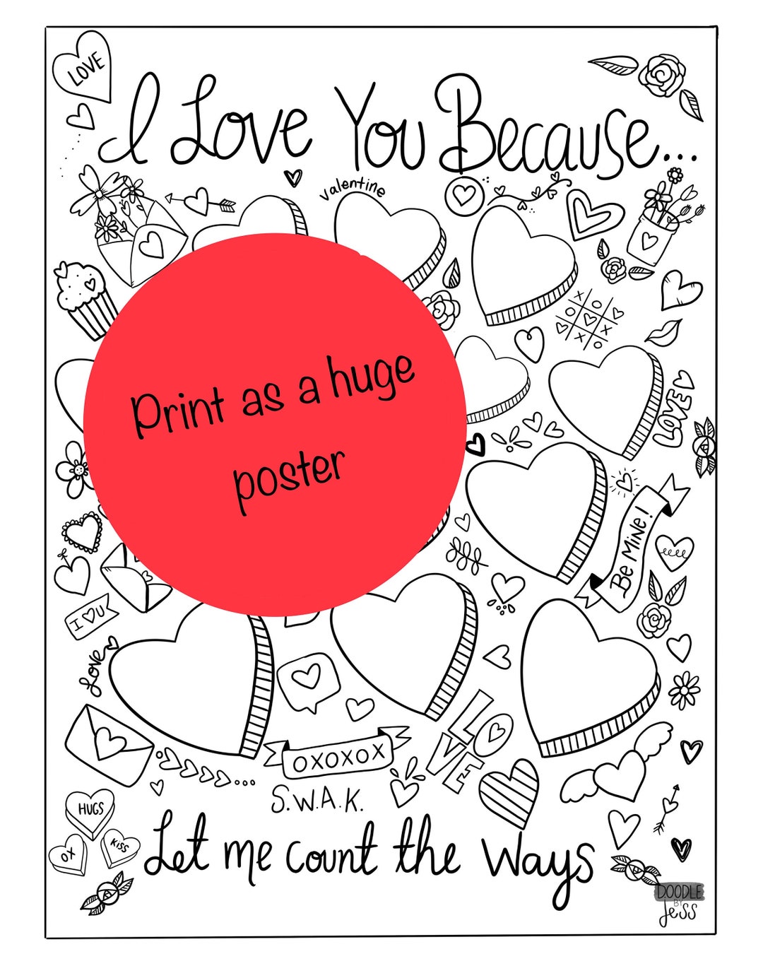 Valentine Coloring Poster Printable - Etsy