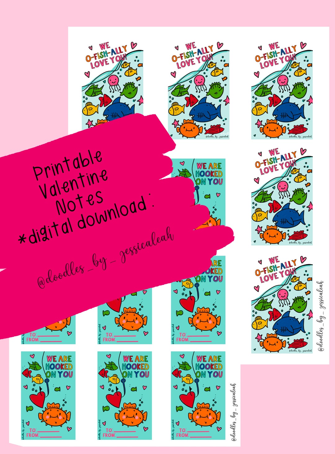 Fish Themed Valentines Cards I O-fish-ally Love You and I Am Hooked on ...