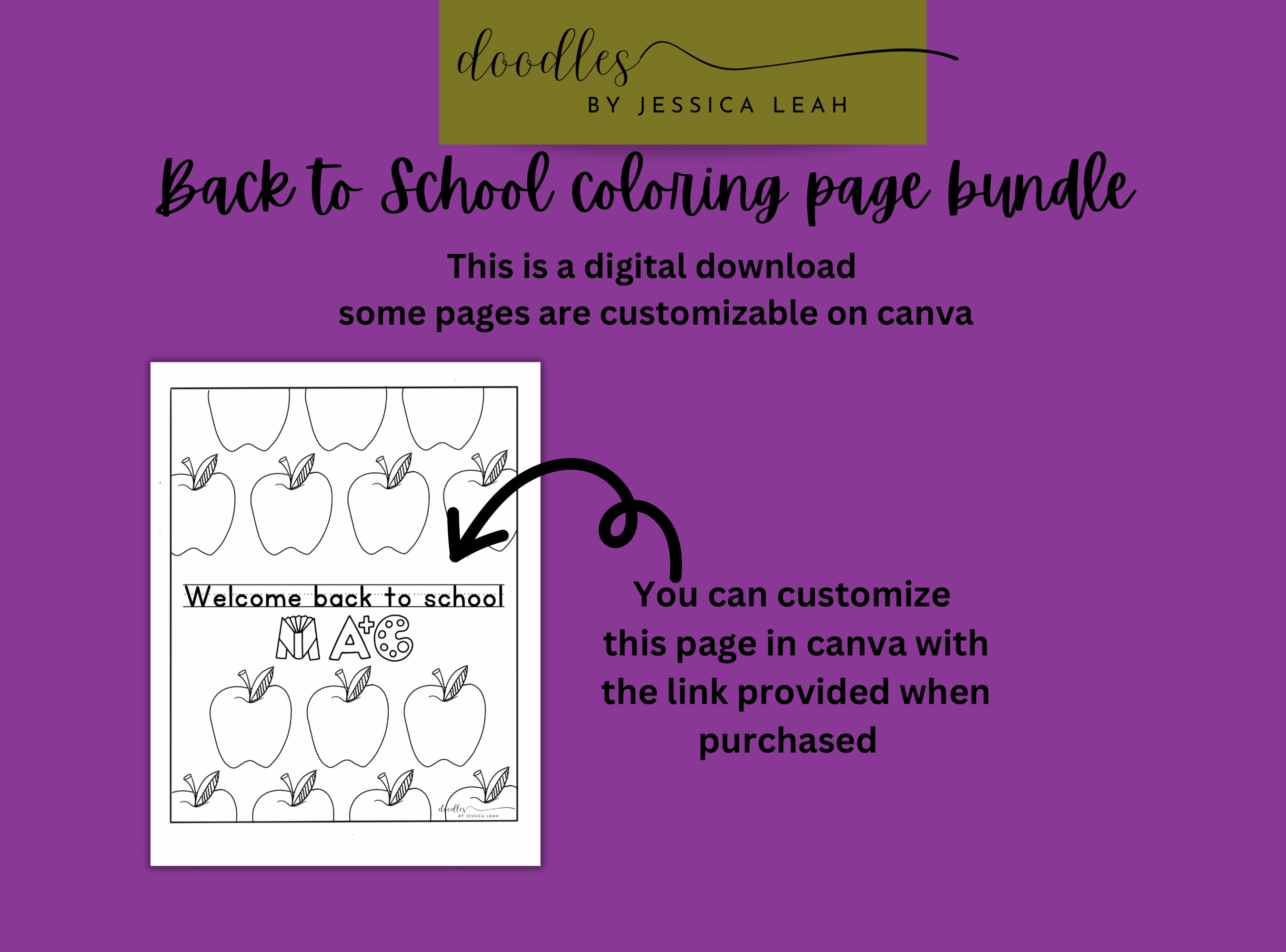 Back to School Coloring Page Bundle- Editable and Customizable in Canva ...