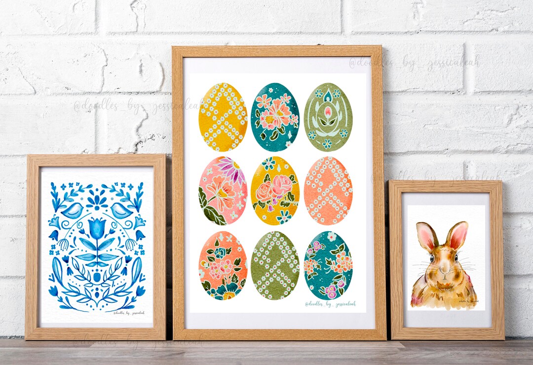 Watercolor Easter Art Print Bundle- Easter Digital Download- Bunny Art ...