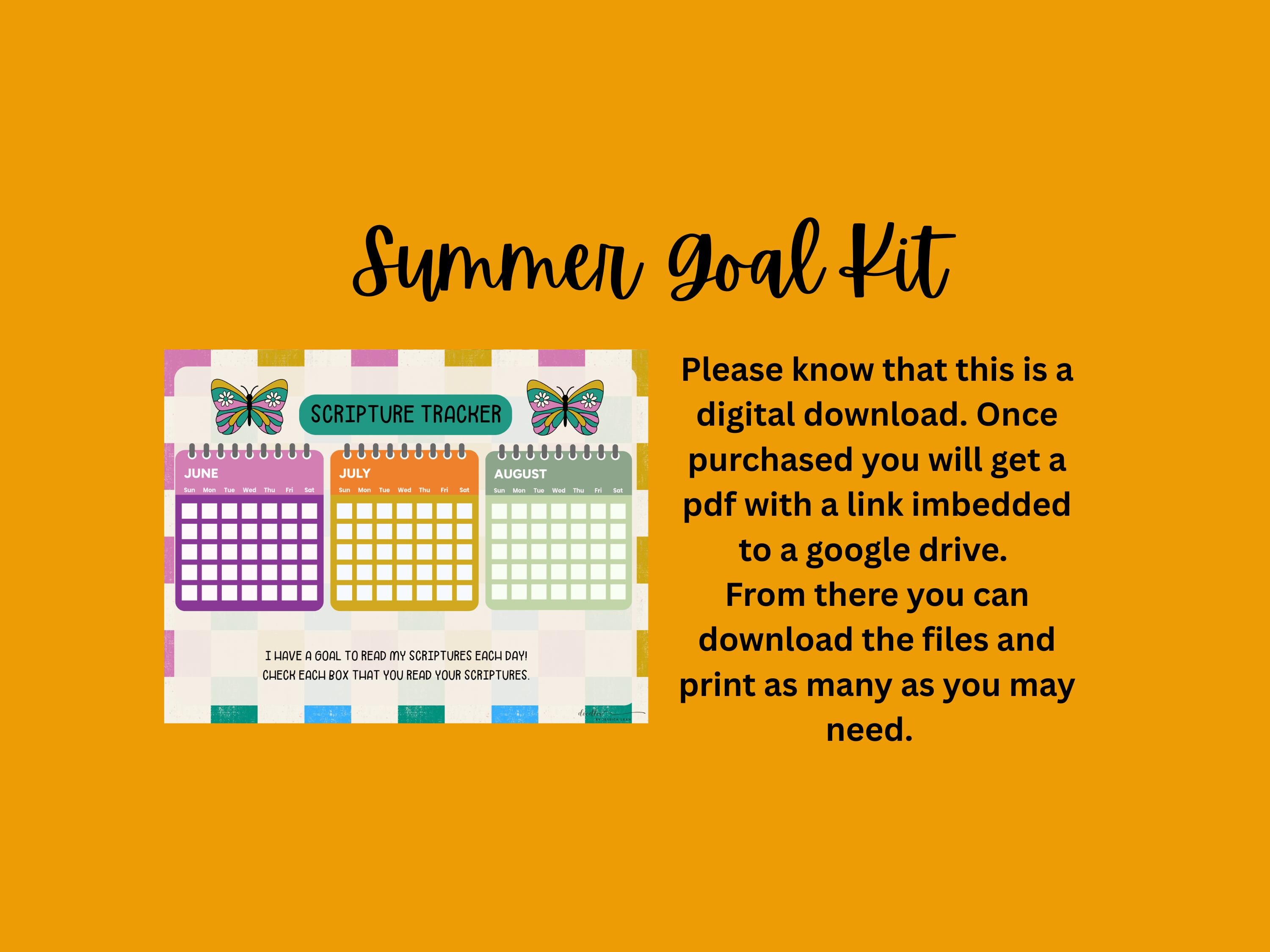Summer Goal Setting Kit for LDS Children and Youth Program, Goal ...
