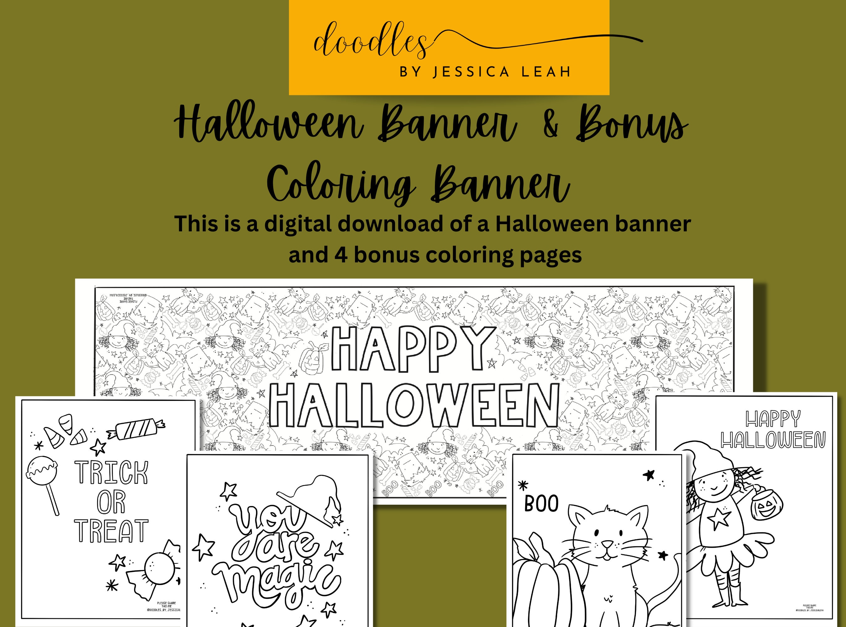 Happy Halloween Coloring Banner