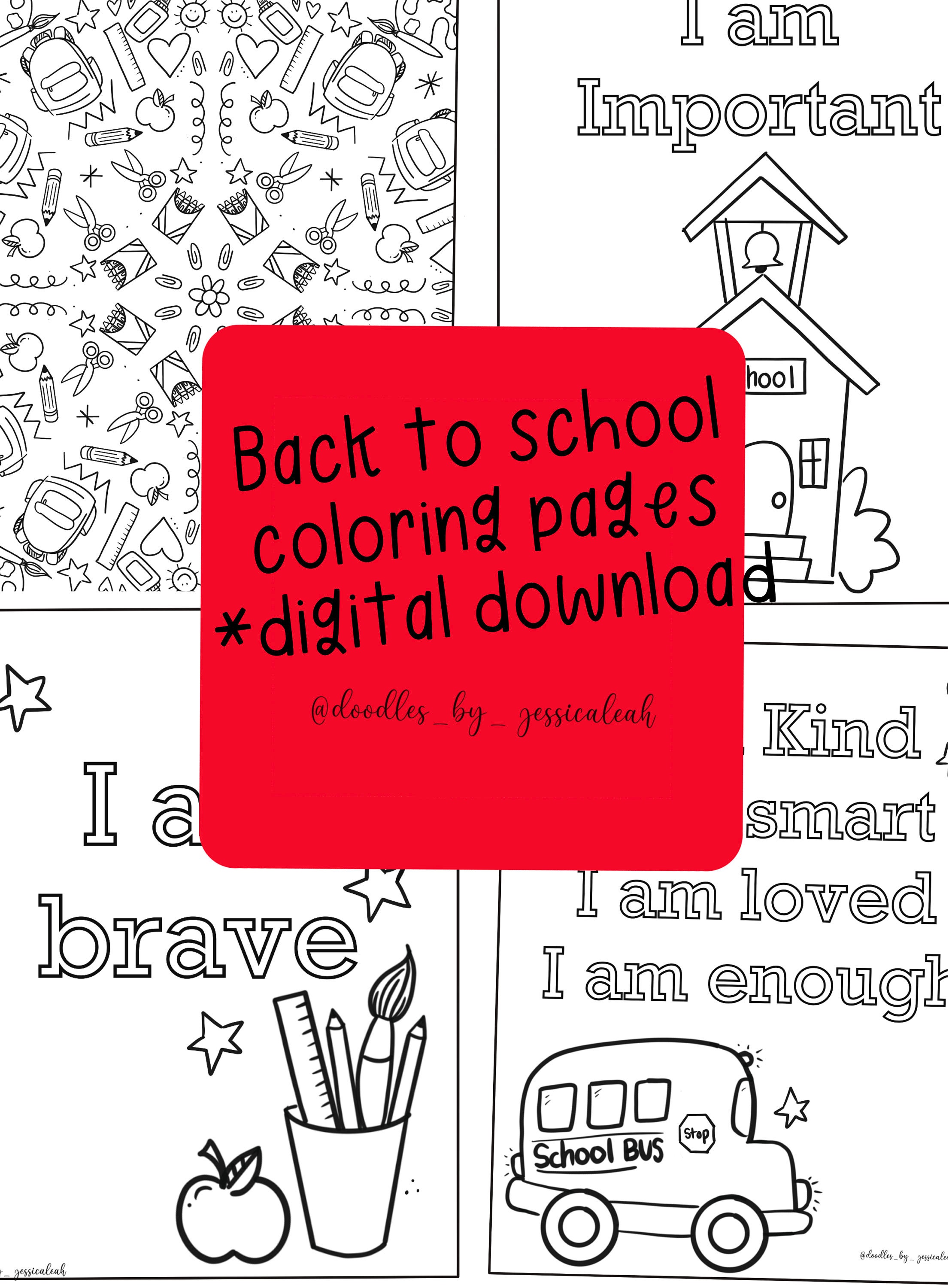 Back to School Poster- Back to School Sign- Printable Coloring Banner ...