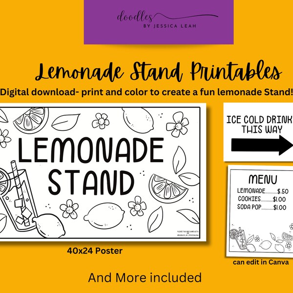 Lemonade Stand Printables - Etsy