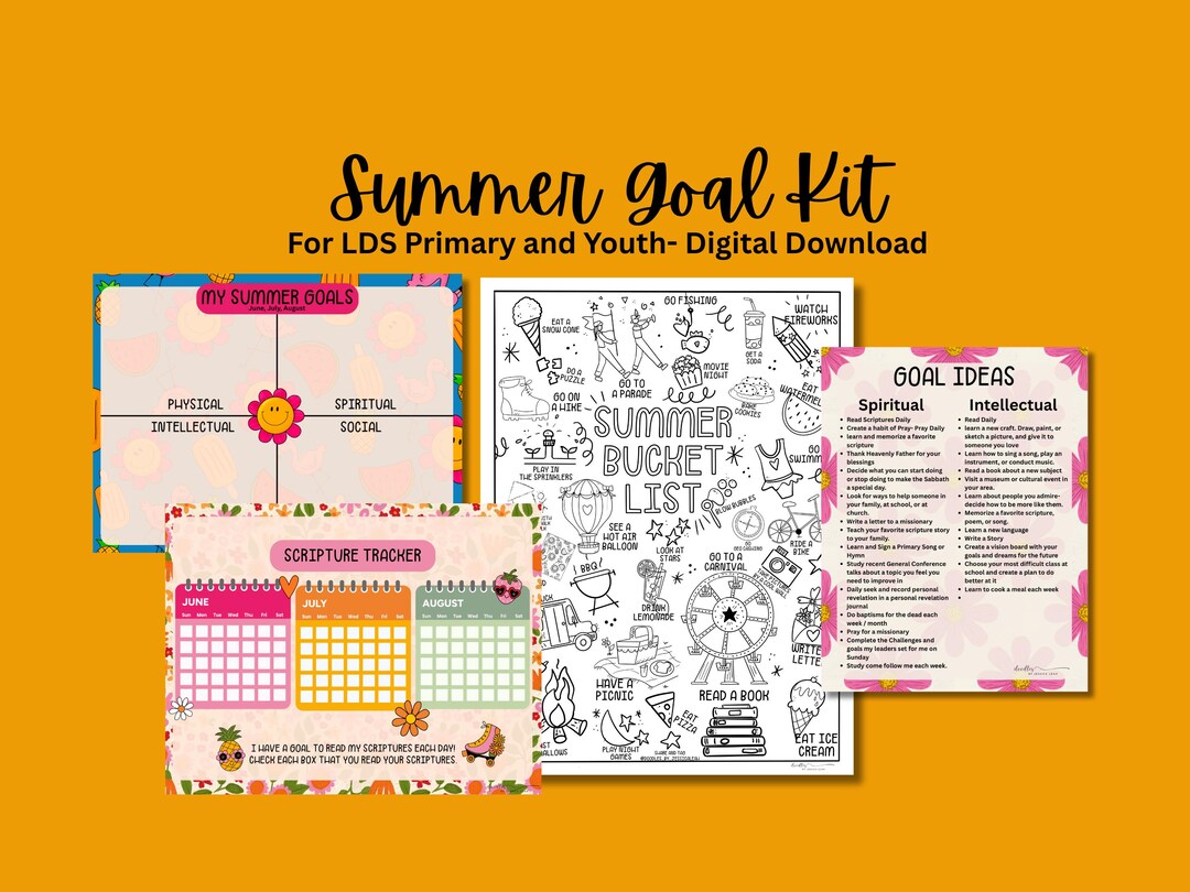 Summer Goal Setting Kit for LDS Children and Youth Program, Goal ...